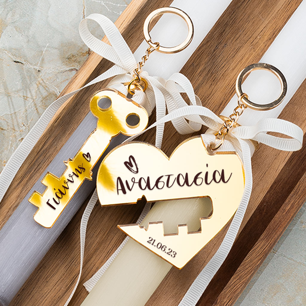 2 Λαμπάδες με Μπρελοκ Κλειδιών, Heart key